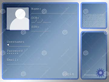 Large Blue Login Screen Layout with Portrait Box Stock Illustration ...