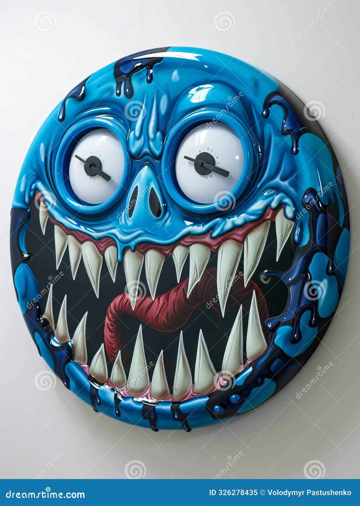 A Large Blue Monster with Teeth and Eyes Stock Image - Image of ...