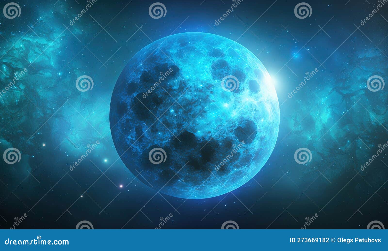A Large Blue Object in the Middle of a Space Filled with Stars Stock ...