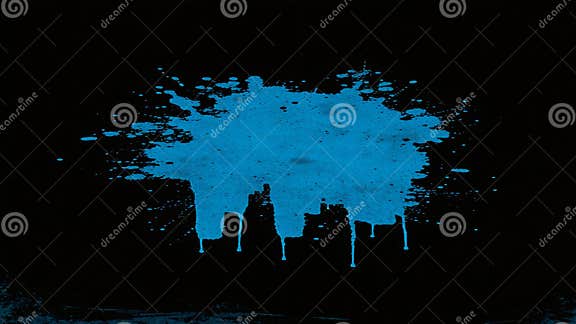 A Large Blue Paint Splatter on a Black Background Stock Illustration ...