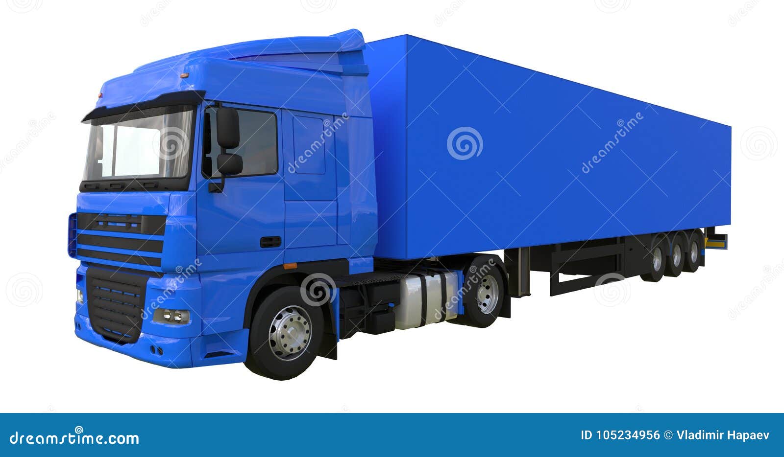 Large Blue Truck with a Semitrailer. Template for Placing Graphics. 3d ...