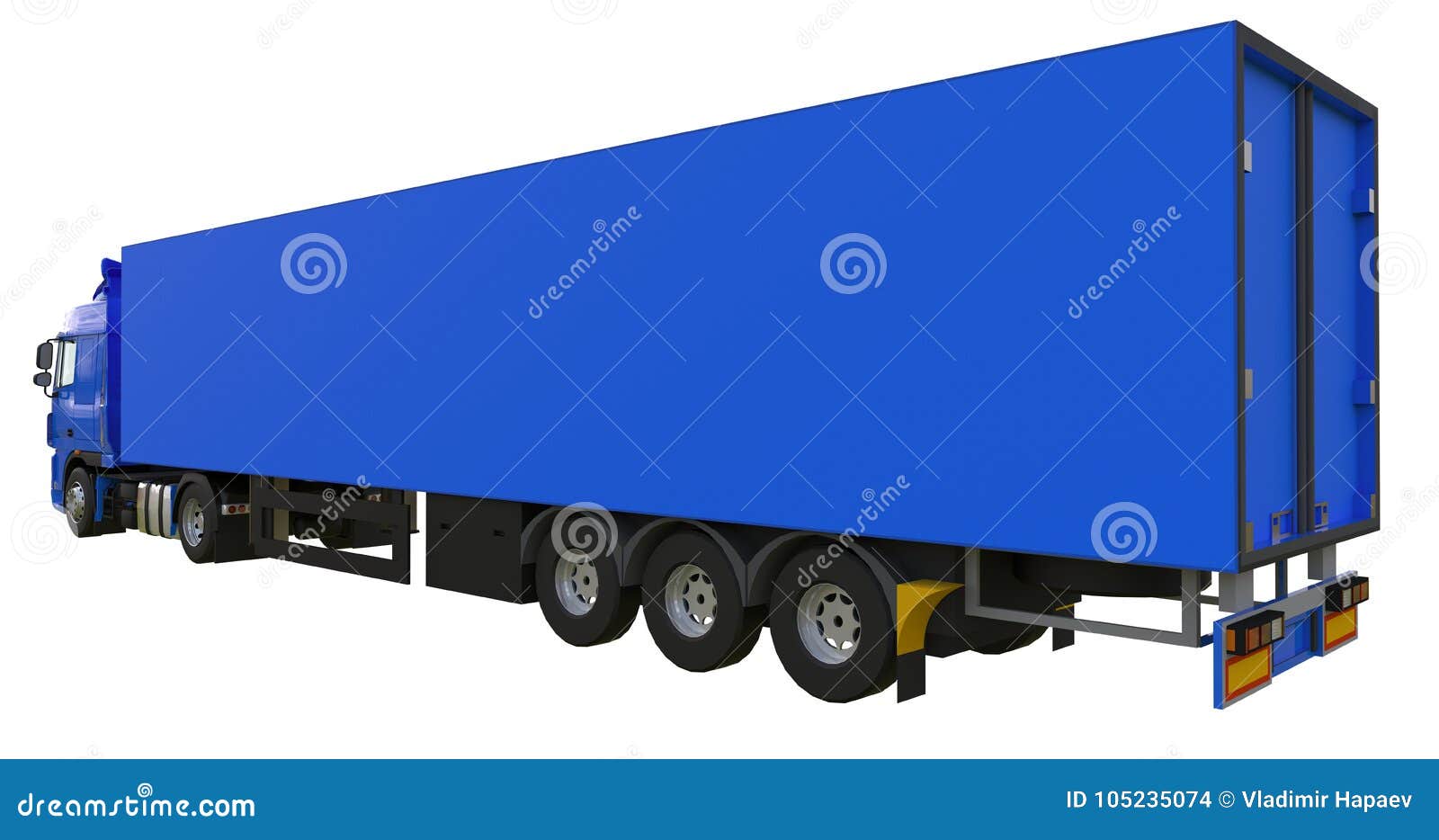 Large Blue Truck with a Semitrailer. Template for Placing Graphics. 3d ...