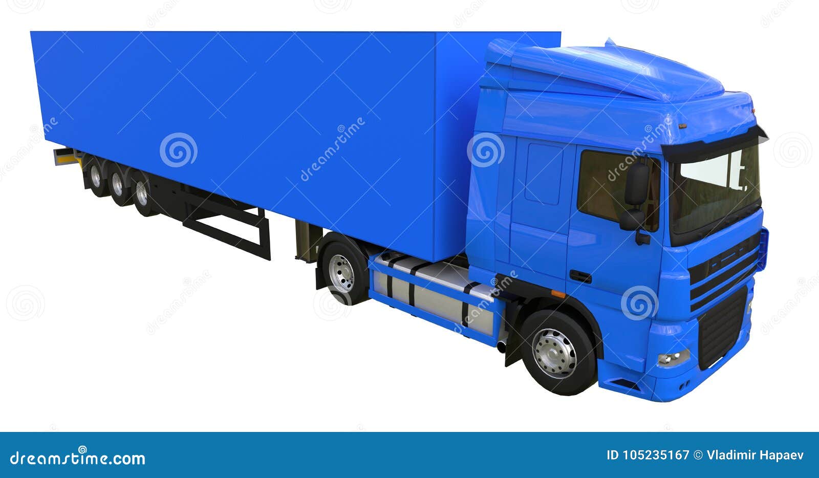 Large Blue Truck with a Semitrailer. Template for Placing Graphics. 3d ...