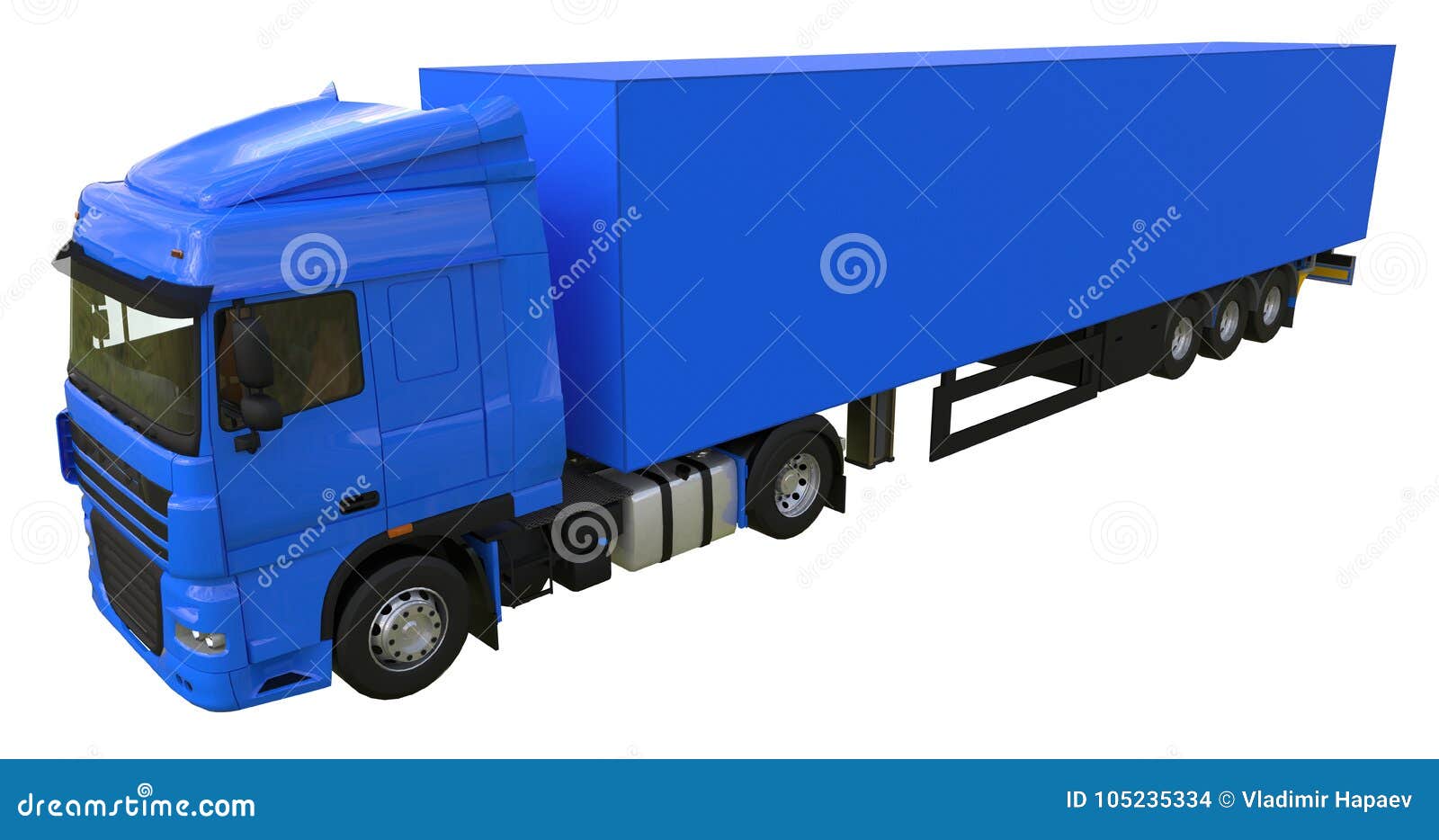 Large Blue Truck with a Semitrailer. Template for Placing Graphics. 3d ...