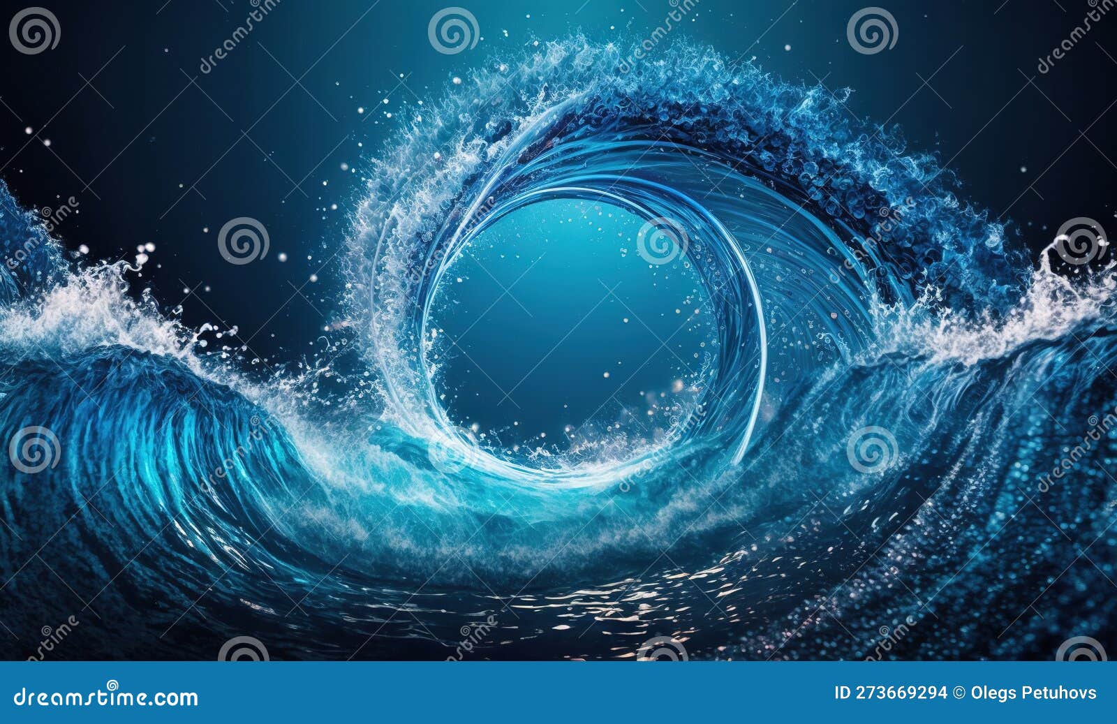A Large Blue Wave is in the Middle of the Ocean Stock Illustration ...