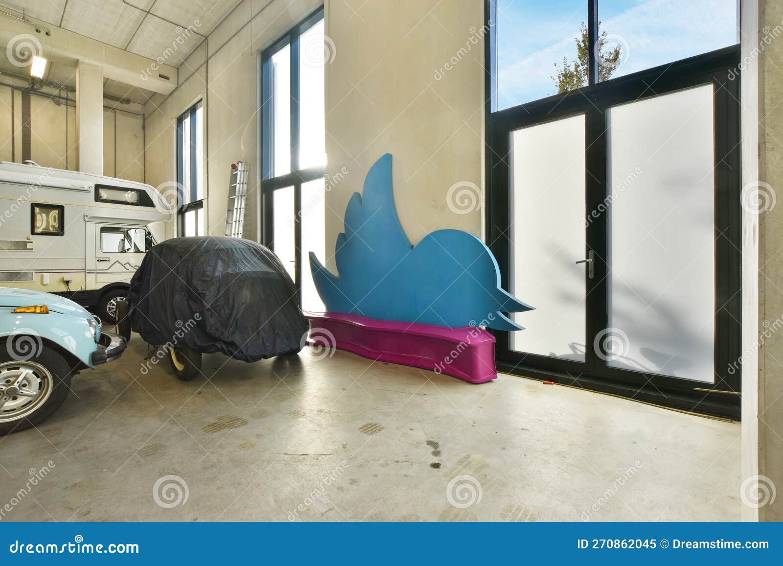 A Large Blue Whale Sculpture in Front of a Window Editorial Image ...