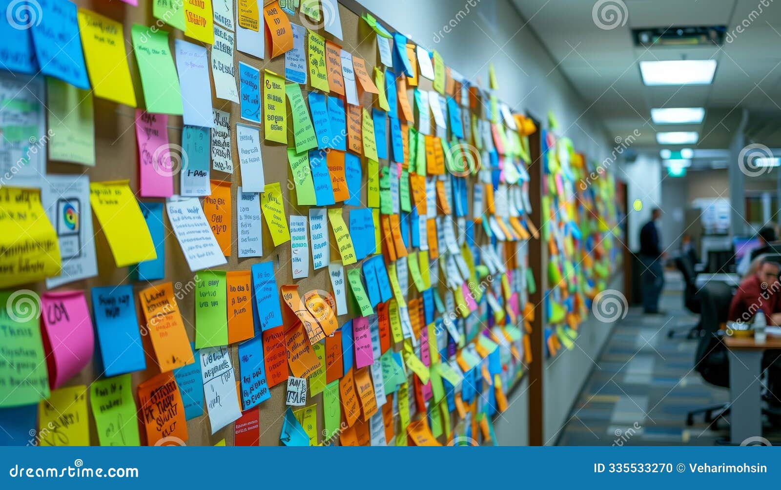 A Large Board with Sticky Notes Hanging from it Stock Illustration ...