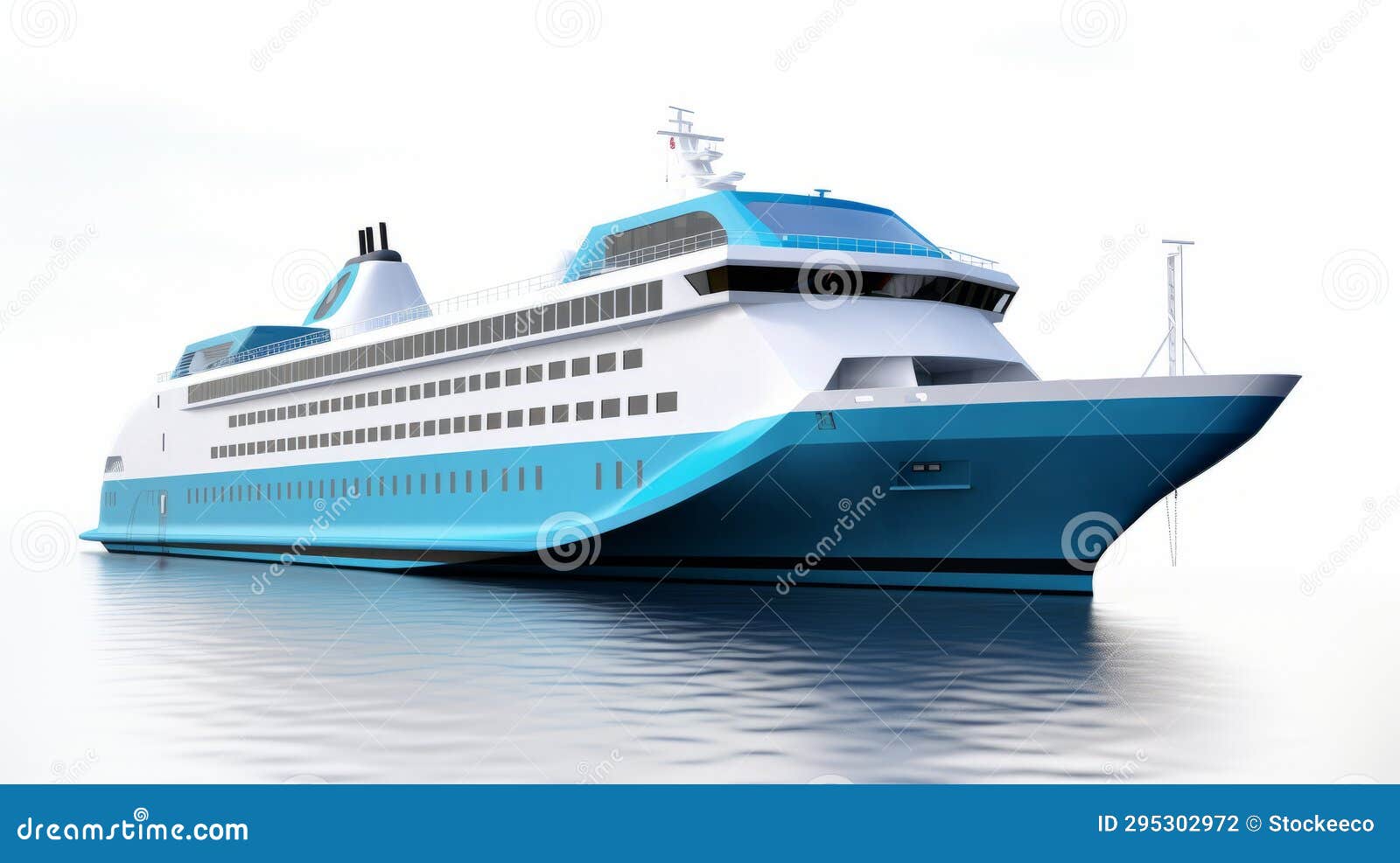 Lifelike Renderings of Ferry Ship: Azure and Aquamarine Design Stock ...