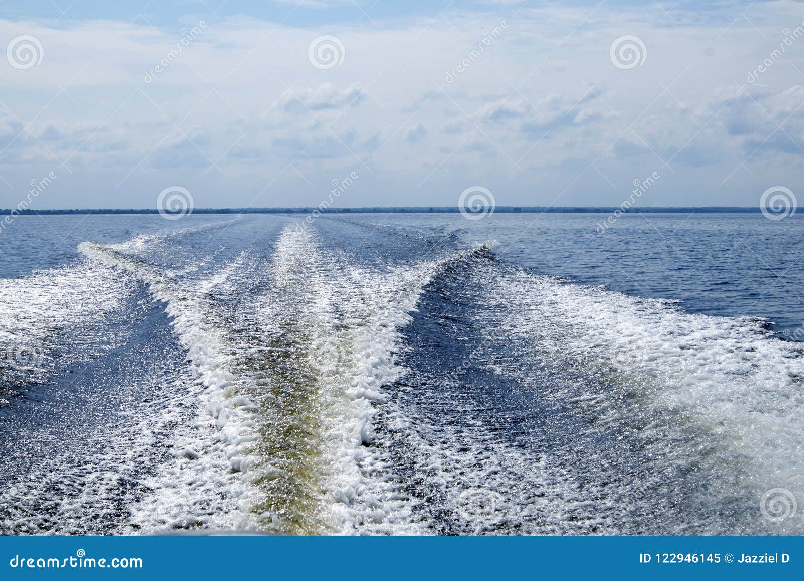 Large Boat Trail with Foamy Waves and Sprays Stock Image - Image of ...