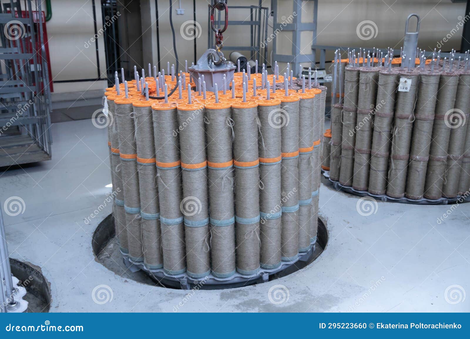 Large Bobbins of Flax Threads for Fabrics .Flax Processing Plant ...