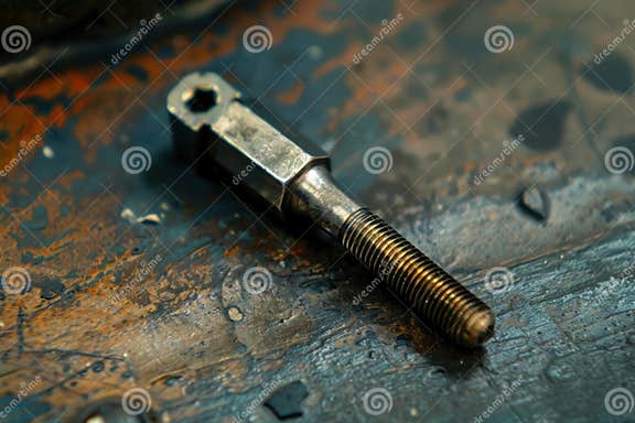 Large Bolt Lying on Metal Surface in Workshop Stock Photo - Image of ...