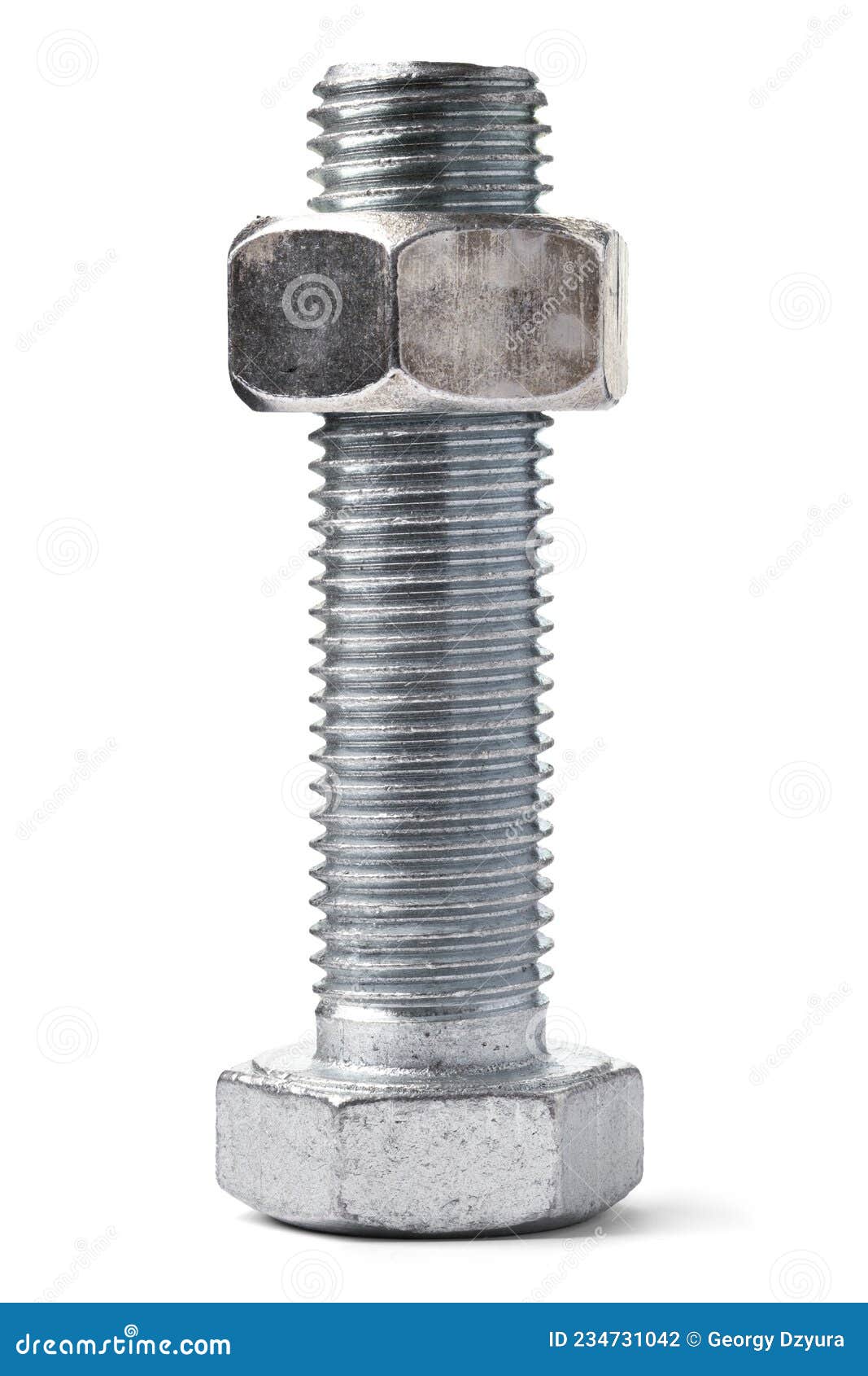 Large Bolt with a Nut Screwed on it Isolated on White Stock Photo ...