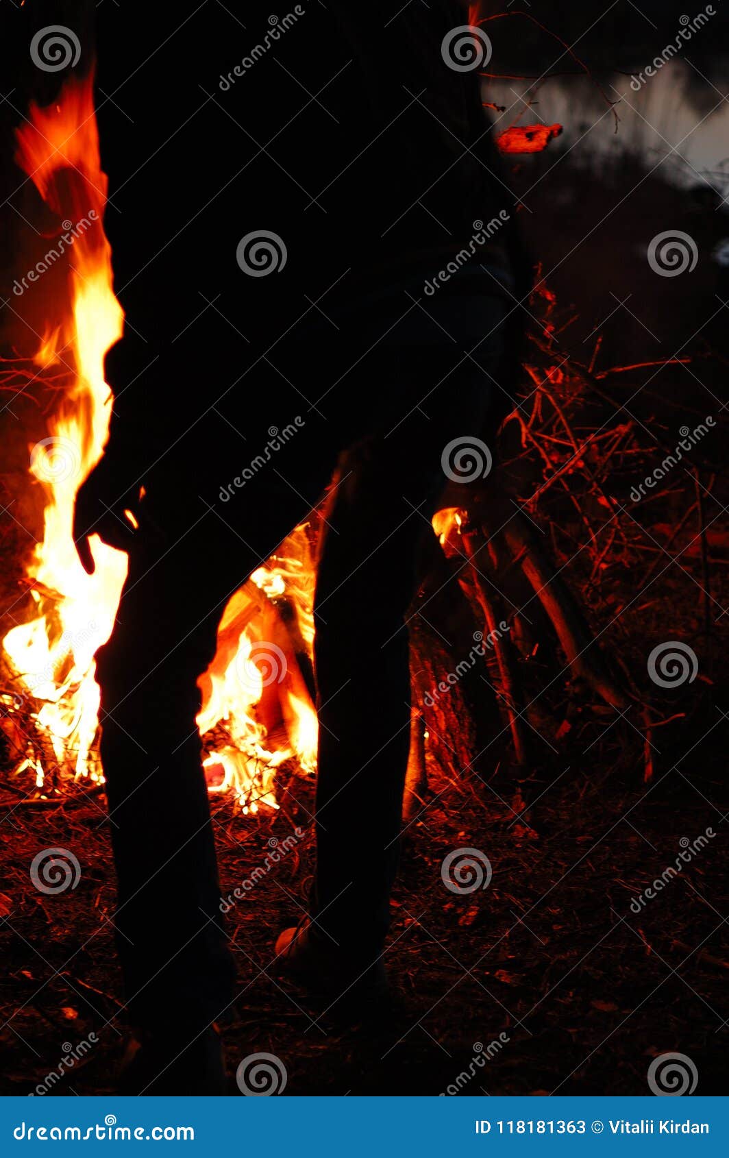 Large Bonfire in the Dark at Night Stock Image - Image of fire ...