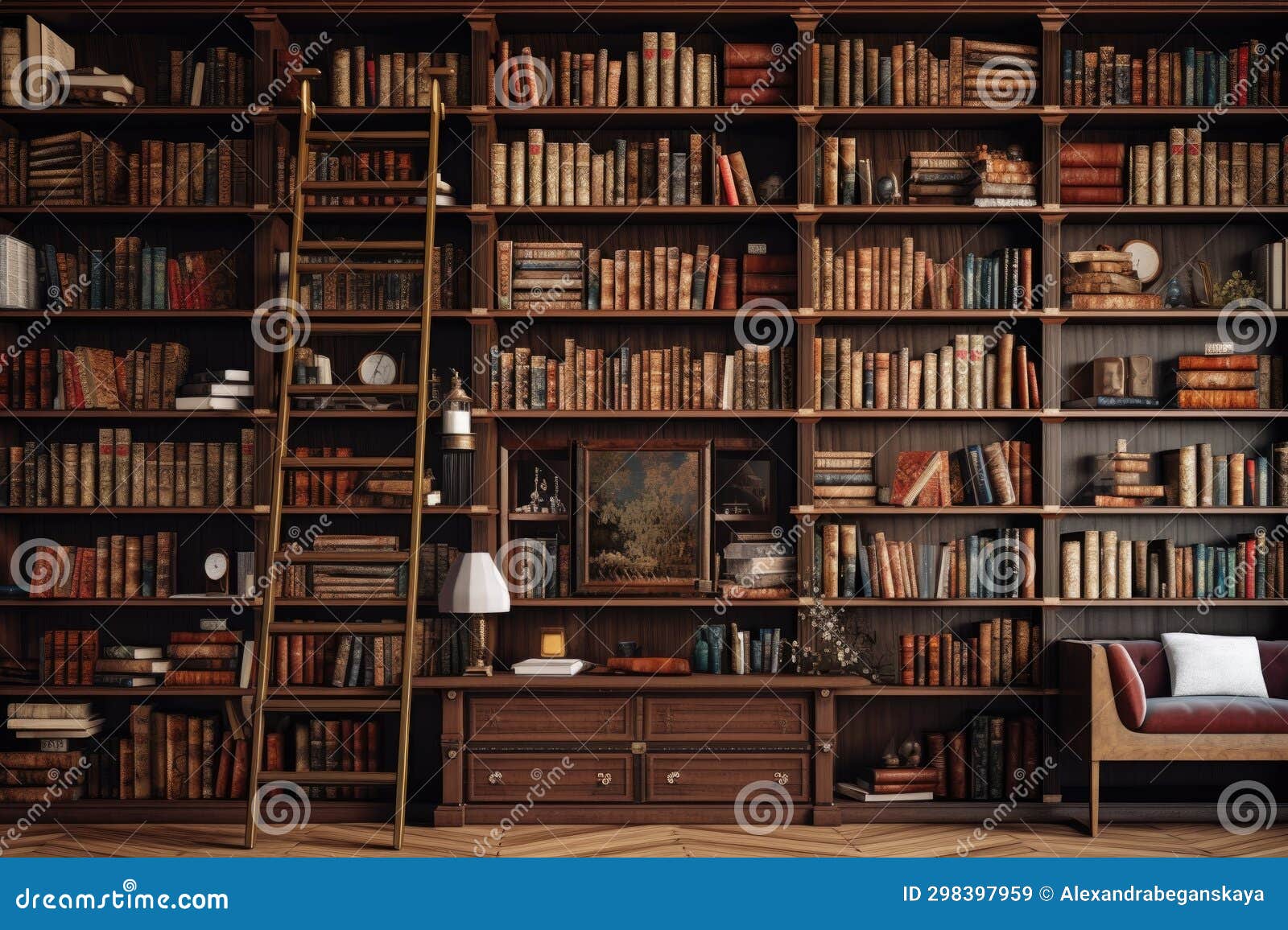 A Large Bookcase with a Large Number of Books in the Interior of the ...