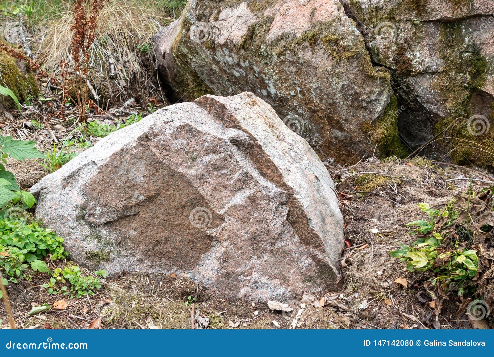 Large boulder with a crack stock photo. Image of ground - 147142080