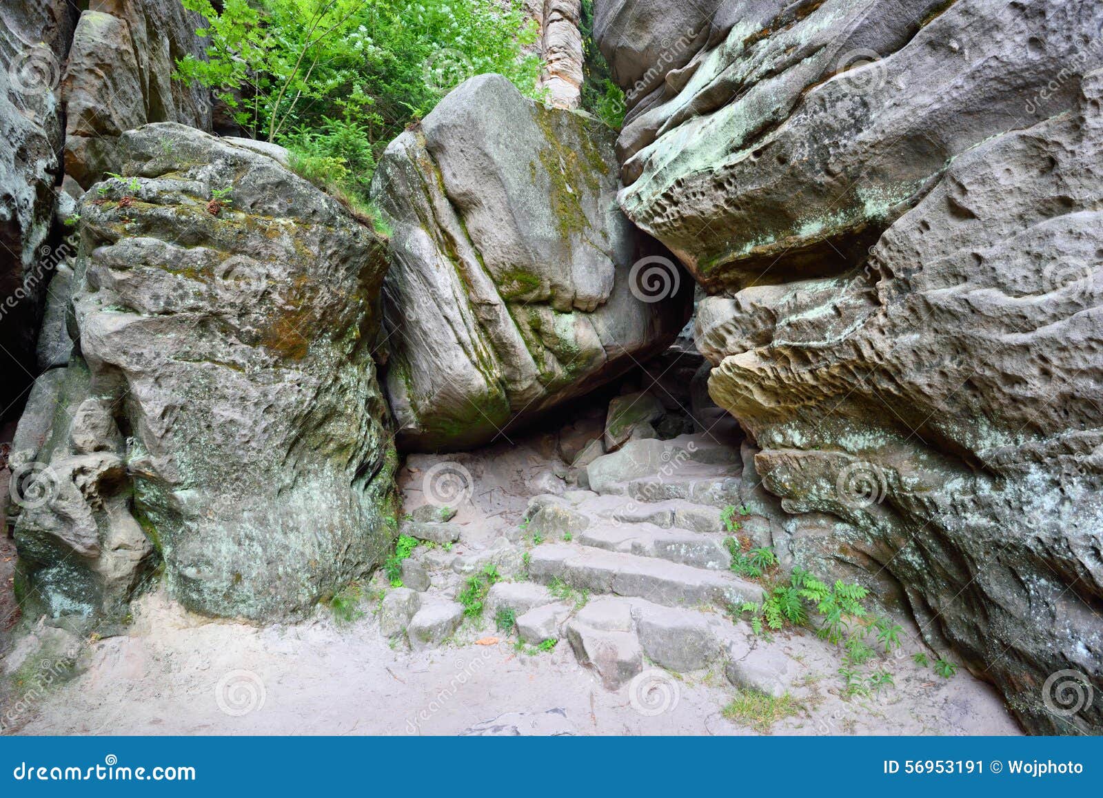 Large Boulder Fallen on the Tourist Path Stock Image - Image of grey ...
