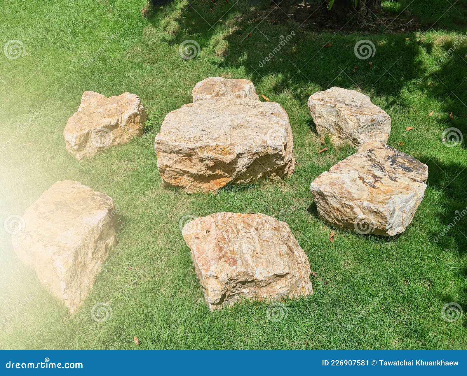 A Large Boulder Made for Sitting and Relaxing in the Garden Stock Image ...