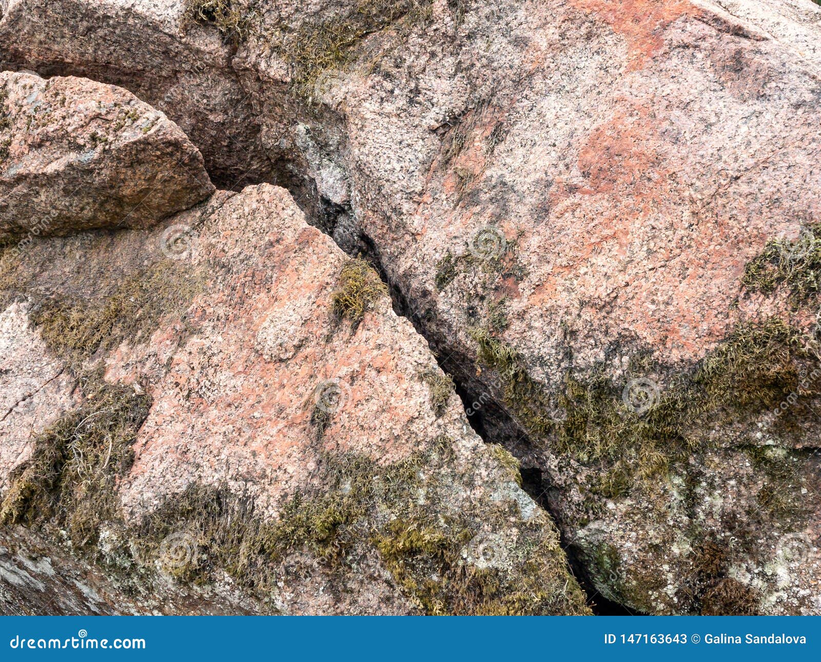 Large Boulder, Overgrown with Moss with a Crack Stock Image - Image of ...