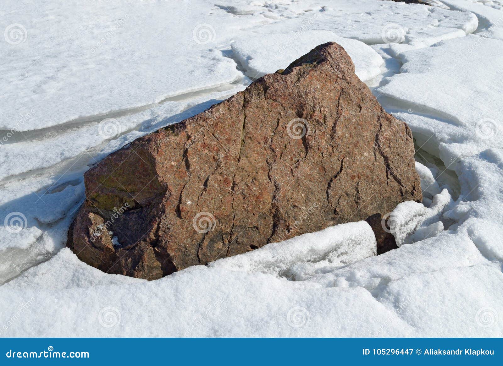 A Large Boulder in the Snow. Stock Image - Image of heavy, close: 105296447