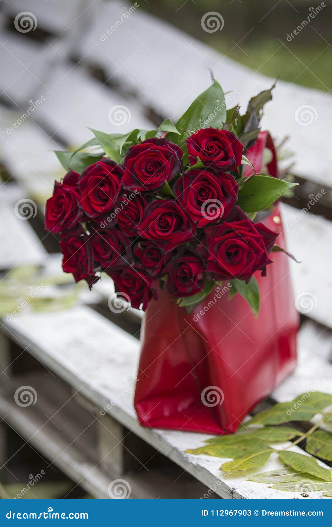 Red rose in red parcel stock image. Image of birthday - 112967903