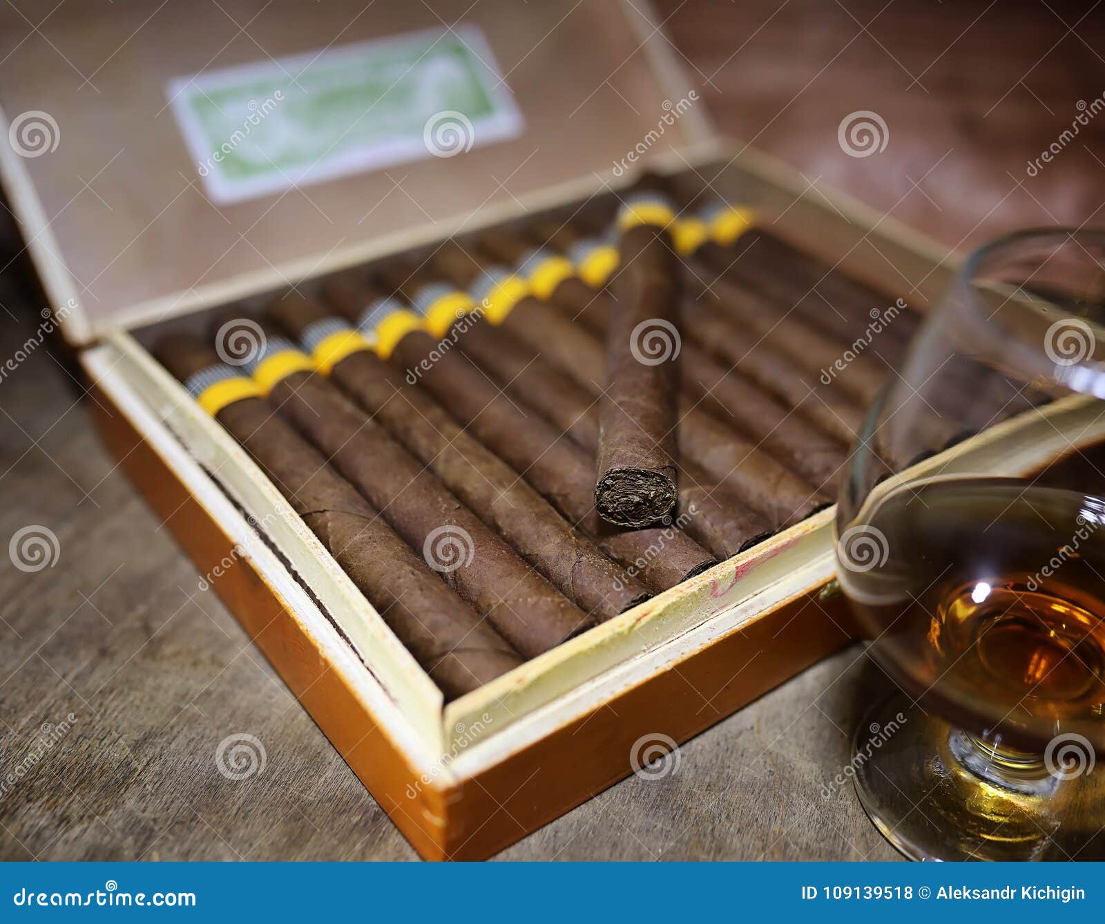 Large Box of Cuban Cigars on a Wooden Table Stock Photo - Image of ...