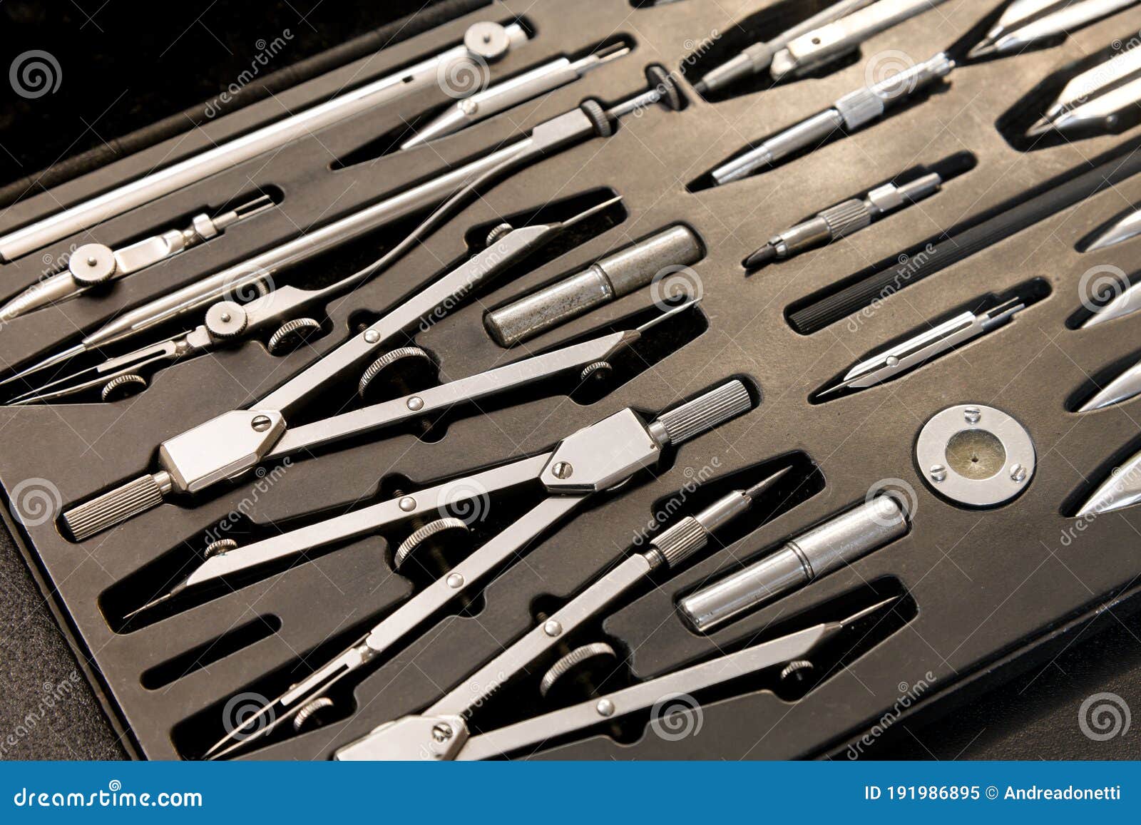 Large Boxed Vintage Compass Set Stock Image - Image of closeup ...