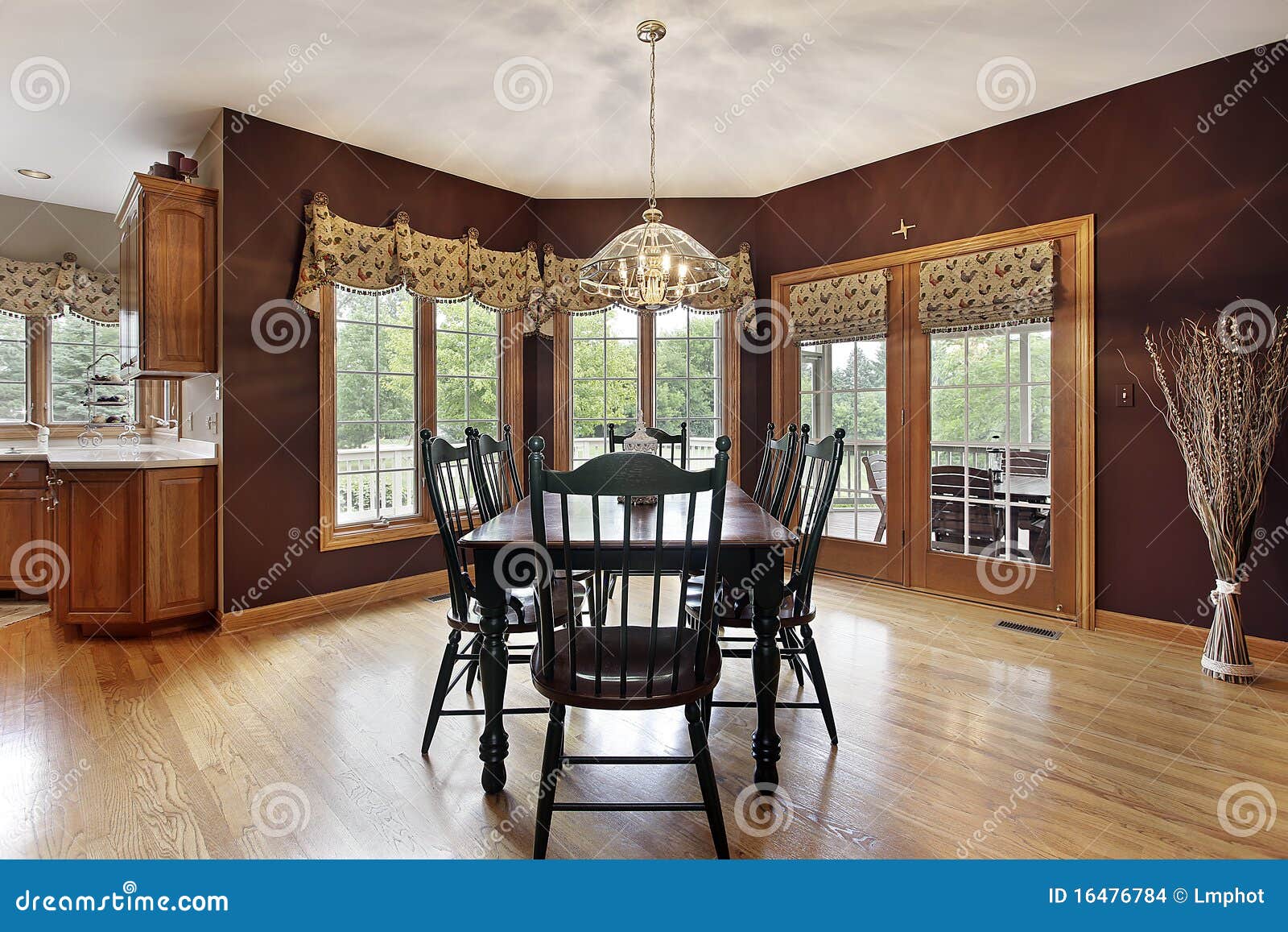 Large Breakfast Area with Doors To Deck Stock Photo - Image of estate ...