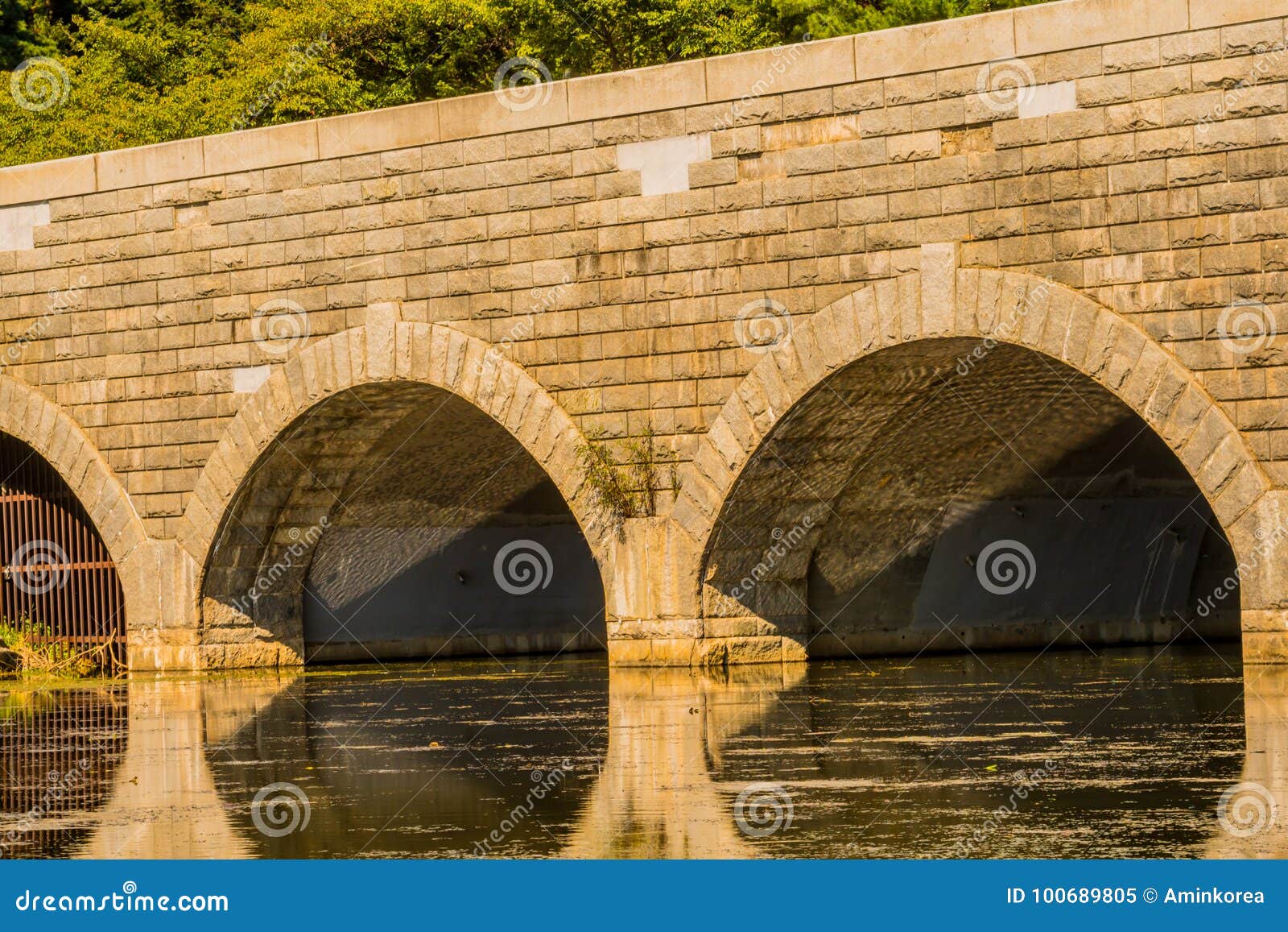 Large Brick Bridge with Arched Tunnels Stock Image - Image of tourism ...