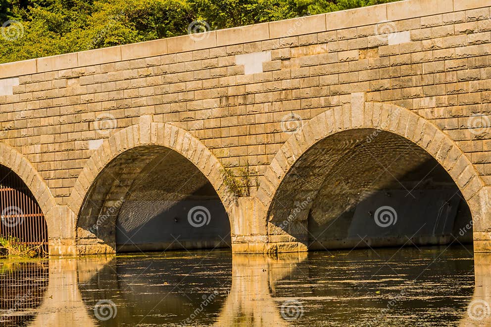 Large Brick Bridge with Arched Tunnels Stock Image - Image of tourism ...