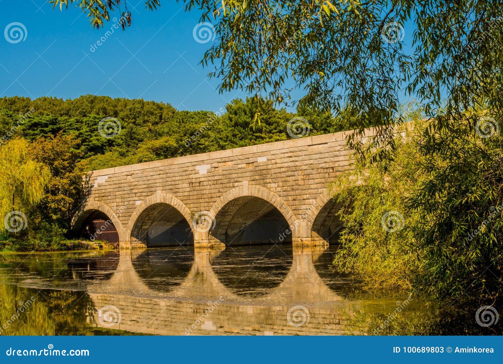 Large Brick Bridge with Arched Tunnels Stock Image - Image of brick ...