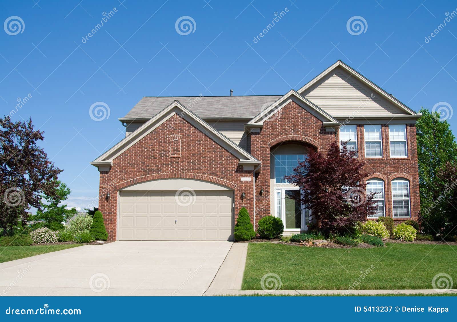 Large Brick House stock image. Image of entrance, modern - 5413237