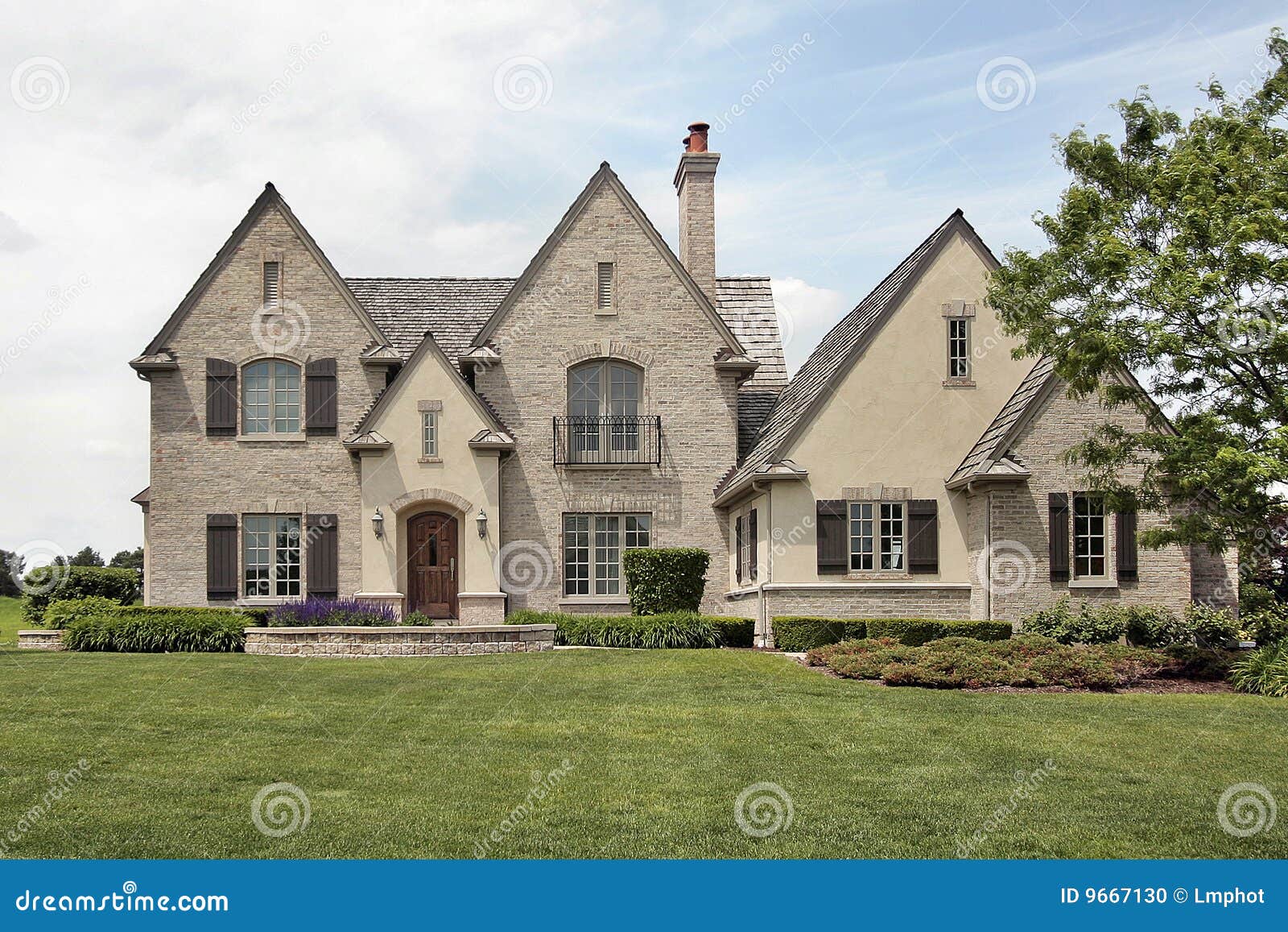 Large brick suburban home stock photo. Image of living - 9667130
