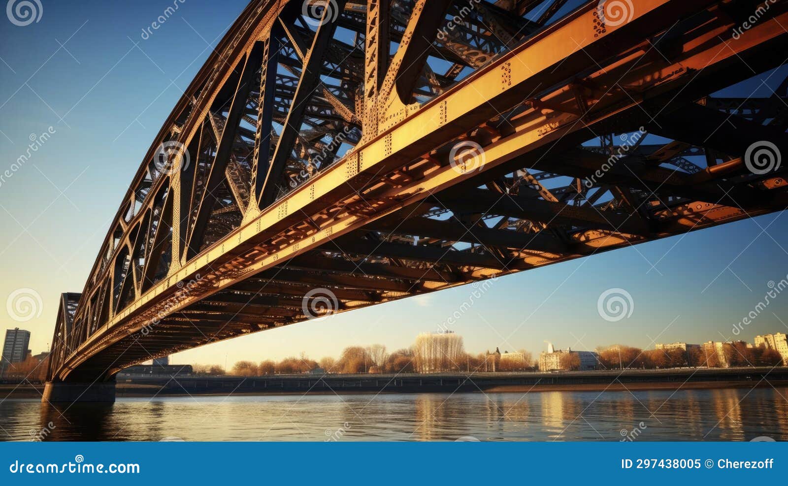 Large Bridge Over the River Stock Image - Image of sunset, river: 297438005