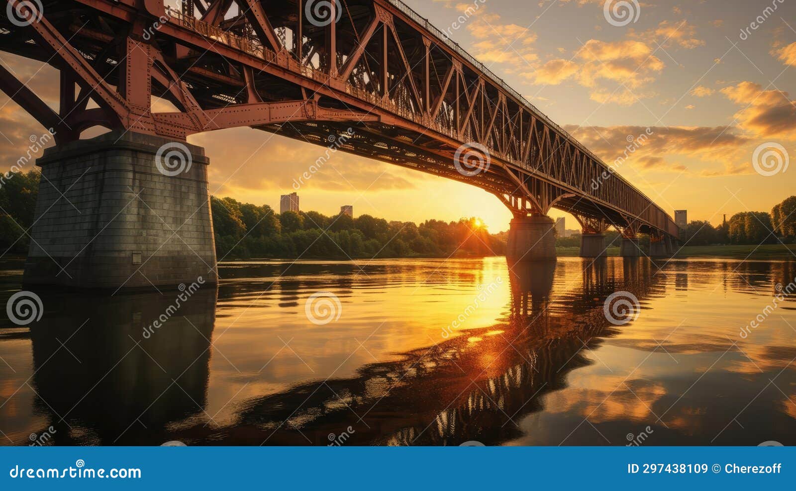 Large Bridge Over the River Stock Illustration - Illustration of ...