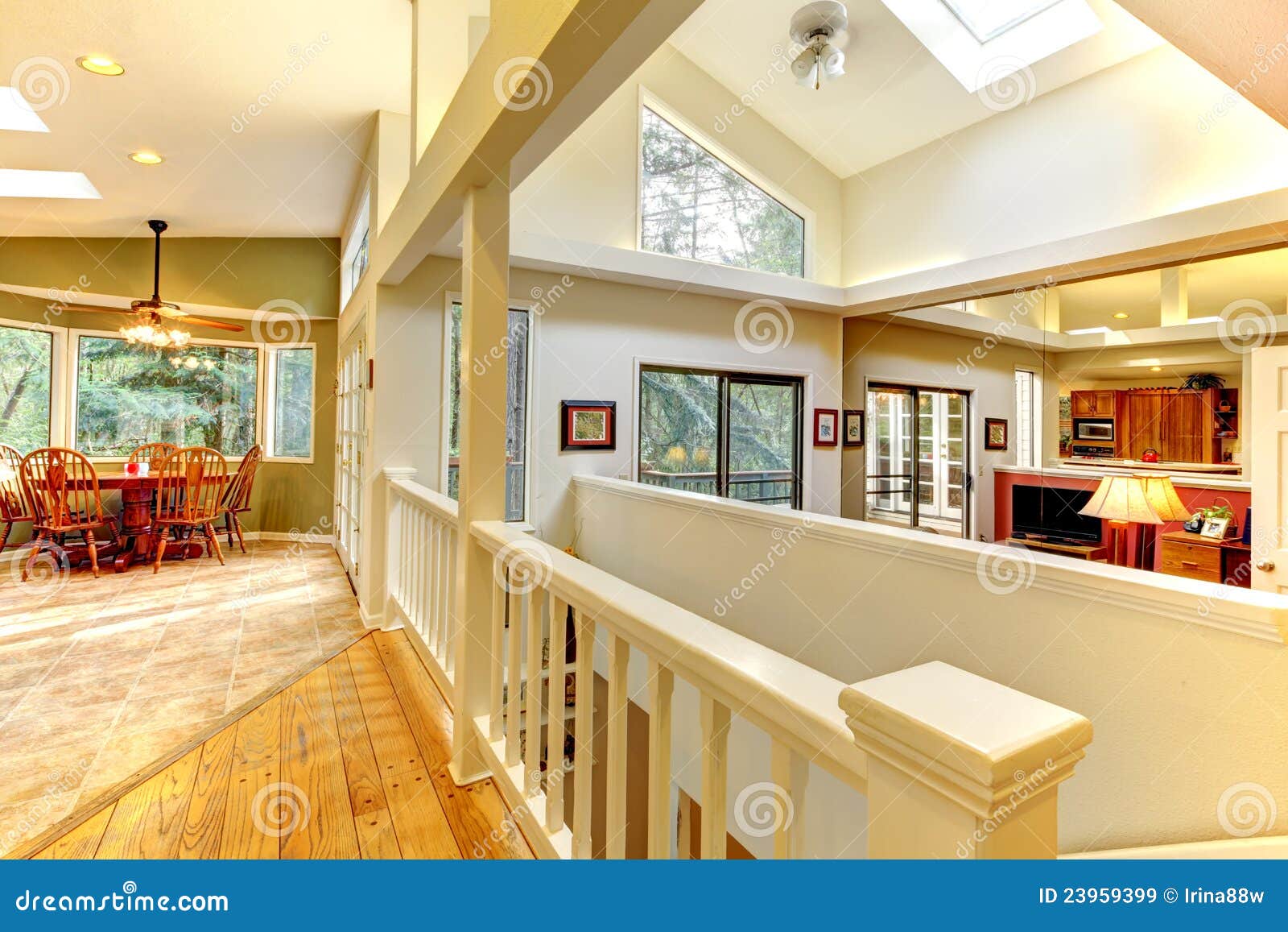Large Bright Home Interior with Hallway. Stock Image - Image of inside ...