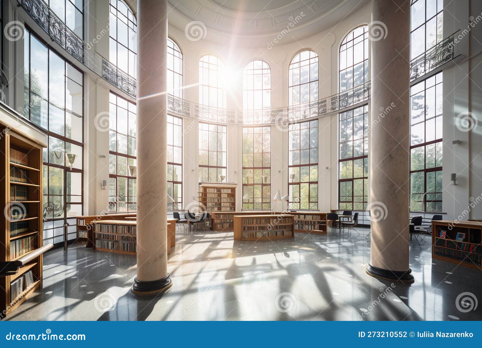 Large Bright Library with Panoramic Windows. AI Generated Stock ...