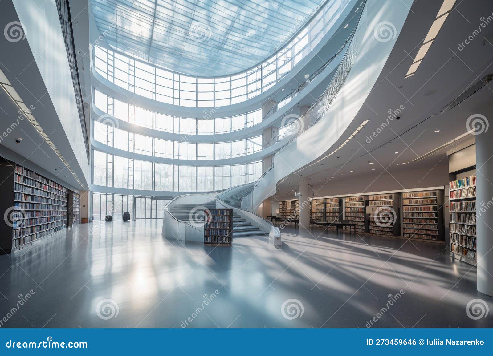 Large Bright Library with Panoramic Windows. AI Generated Stock ...