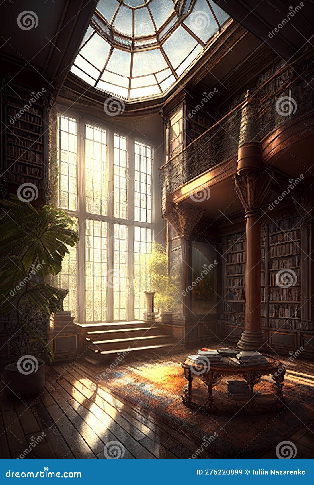 Large Bright Library with Panoramic Windows. AI Generated Stock ...