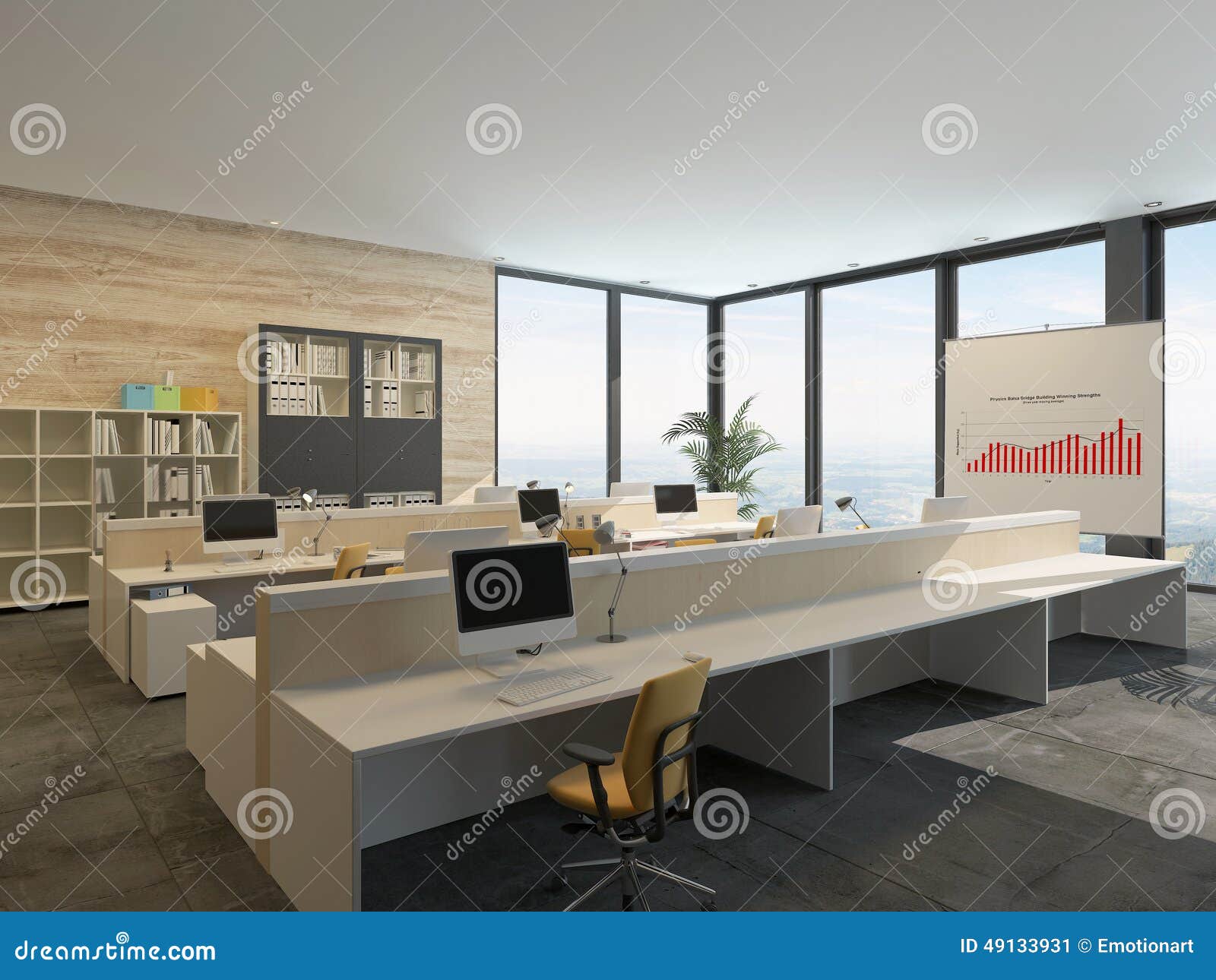 Large Bright Open-plan Commercial Office Stock Illustration ...