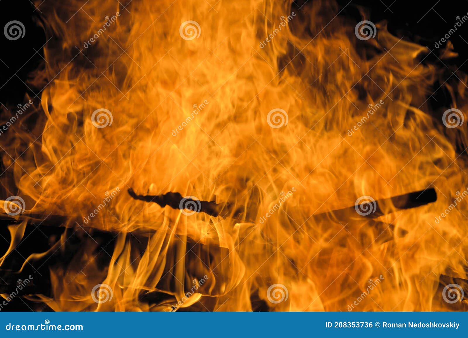 Large Bright Red Flame of Fire in the Dark Stock Photo - Image of ...