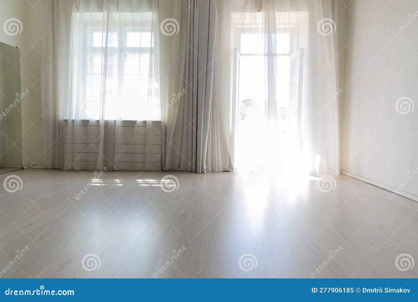 Large Bright Room with Large Windows Hall Room Stock Image - Image of ...