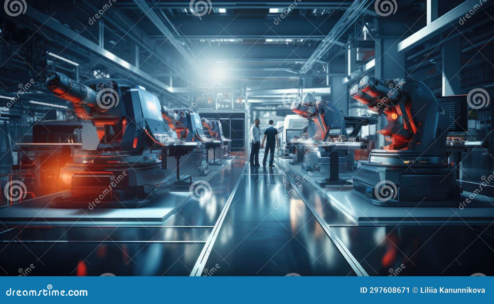 A Large and Bright Workshop Filled with Many CNC Machines, the ...