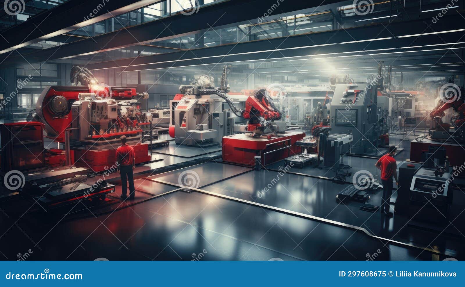 A Large and Bright Workshop Filled with Many CNC Machines, the ...