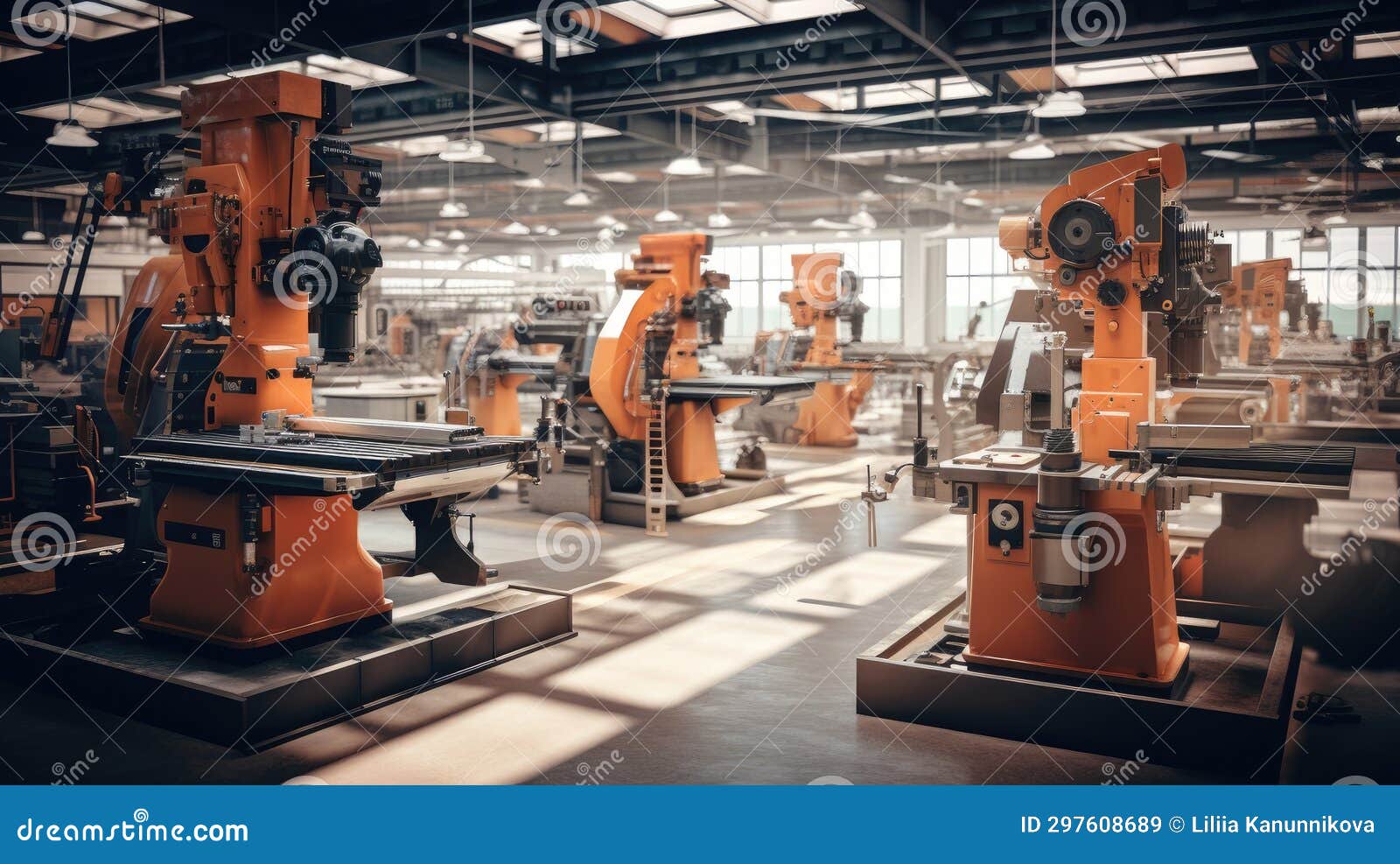 A Large and Bright Workshop Filled with Many CNC Machines, the ...