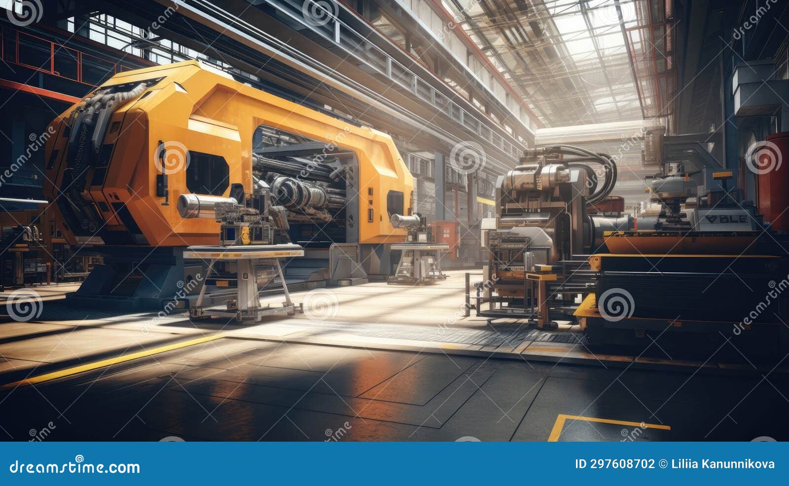 A Large and Bright Workshop Filled with Many CNC Machines, the ...