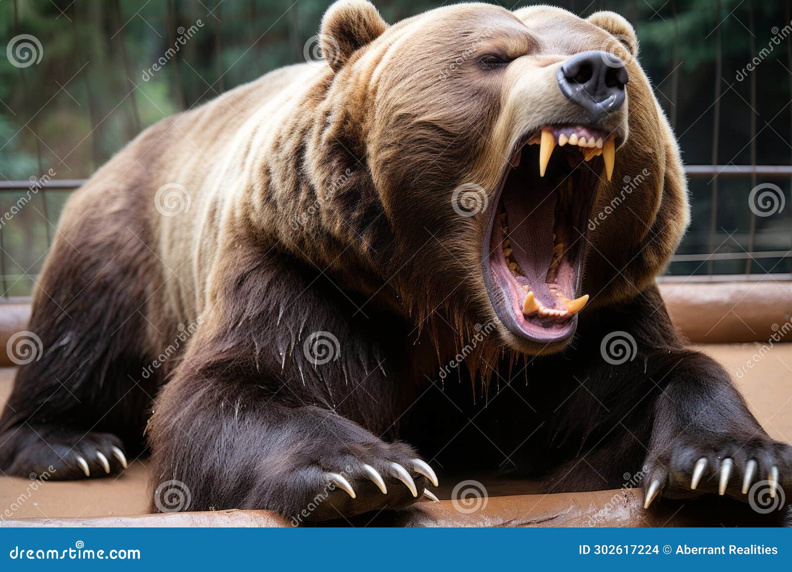 A Large Brown Bear with Its Mouth Open Stock Illustration ...
