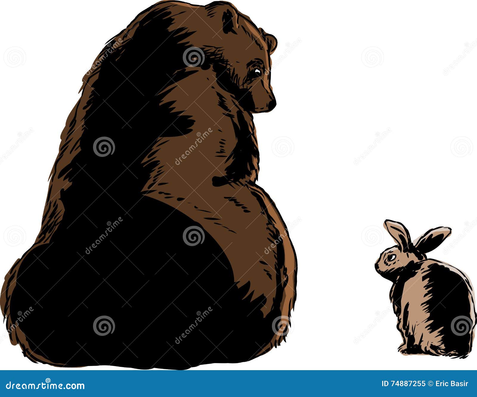 Large Brown Bear and Little Rabbit Stock Illustration - Illustration of ...