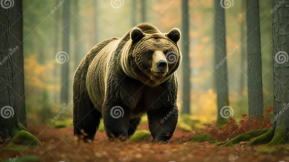 A large brown bear moves stock illustration. Illustration of horizontal ...