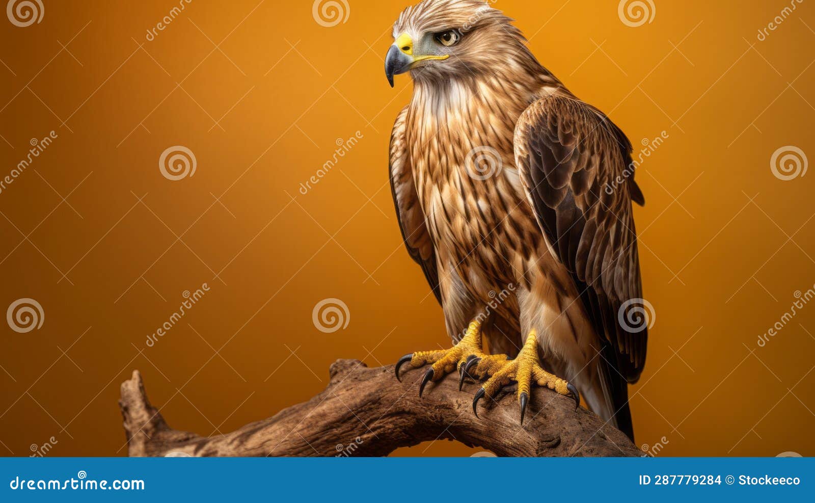 Stunning Brown Hawk Portrait on Branch - Zbrush Style 8k Photo Stock ...