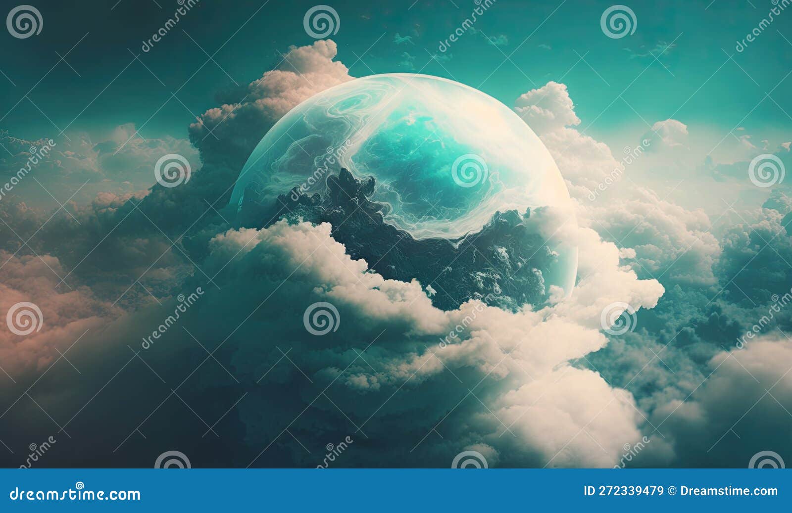 A Large Bubble Floating in the Middle of a Cloud Filled Sky Stock ...